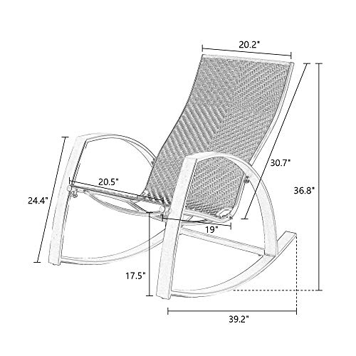 Iwicker 2 PCS Patio Rattan Bistro Rocking Chairs, Outdoor Breathable Wicker Rocker Chairs for Yard, Deck, Balcony or Indoor Use