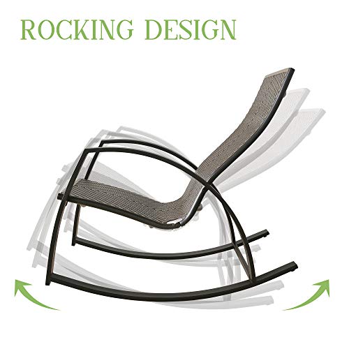 Iwicker 2 PCS Patio Rattan Bistro Rocking Chairs, Outdoor Breathable Wicker Rocker Chairs for Yard, Deck, Balcony or Indoor Use