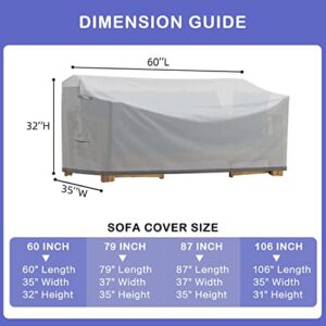 Umbrauto Outdoor Patio Sofa Cover Heavy Duty 600D Waterproof Anti-Fading Outdoor Couch Cover Patio Furniture Cover with Upgrade Air Vent, Grey