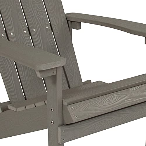 Flash Furniture Charlestown Poly Resin Adirondack Chair - Gray - All Weather - Indoor/Outdoor - Set of 2