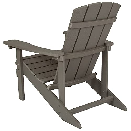 Flash Furniture Charlestown Poly Resin Adirondack Chair - Gray - All Weather - Indoor/Outdoor - Set of 2