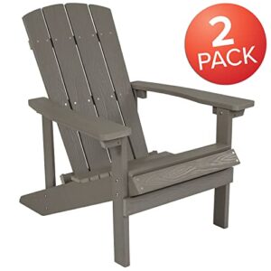 Flash Furniture Charlestown Poly Resin Adirondack Chair - Gray - All Weather - Indoor/Outdoor - Set of 2