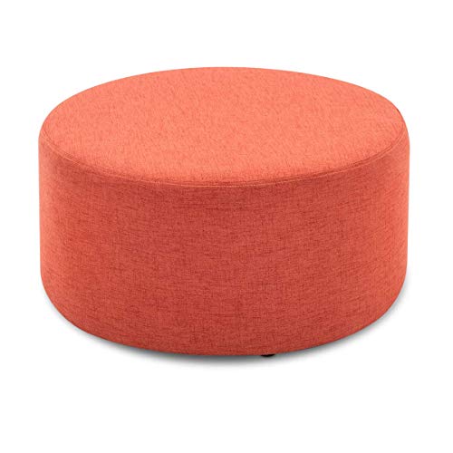 24inches Pouf Round Vanity Ottoman Seat Sofa Footrest Stool Couch Orange Durable Sturdy Heavy Duty Ergonomic Comfortable for Home Indoor Outdoor Patio Garden Backyard Poolside Living Room Bedroom Dorm