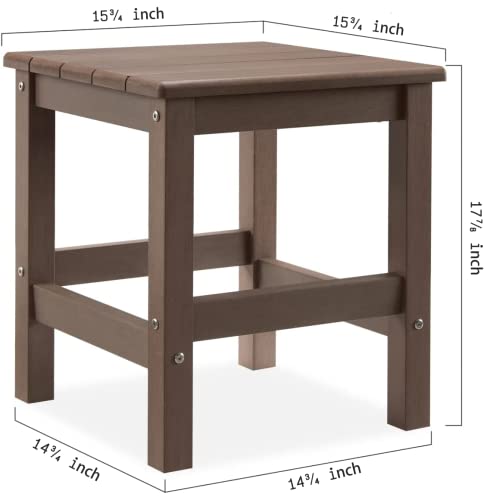 EFURDEN Side Table, Polystyrene End Table for Adirondack Chair, Outdoor Side Table Weather Resistant, Patio End Table with Low Maintenance (Brown)