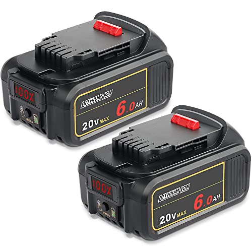 AMICROSS 20V Battery Replacement for Dewalt 20V Battery 6.0Ah, Compatible with DCB206 DCB200 DCB201 DCB204 DCB207 DCB208 DCB210 DCD/DCF/DCG Series MAX XR Cordless Tools Lithium-Ion 2-Pack