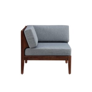 Linon Morningside Wood Indoor/Outdoor Corner Chair in Walnut