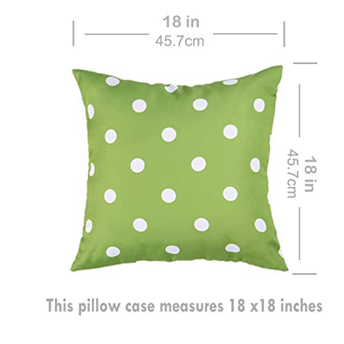 Eternal Beauty Set of 2 Outdoor Pillow Covers Waterproof Throw Pillow Covers for Christmas Outdoor Patio Furniture, Green Polka Dot, 18X18 inches