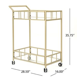 Christopher Knight Home Alice Indoor/Outdoor Industrial Modern Iron and Glass Bar Cart, Gold