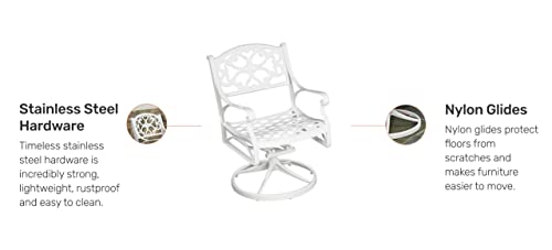 homestyles 6652-53 Outdoor Swivel Rocking Chair, White