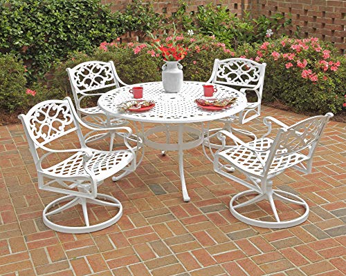 homestyles 6652-53 Outdoor Swivel Rocking Chair, White