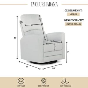 Evolur Habana, Swivel, Easy Assembly Glider Chair, Grey