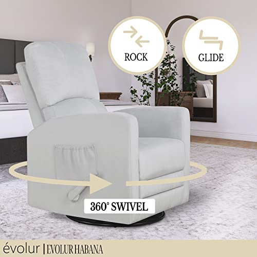 Evolur Habana, Swivel, Easy Assembly Glider Chair, Grey