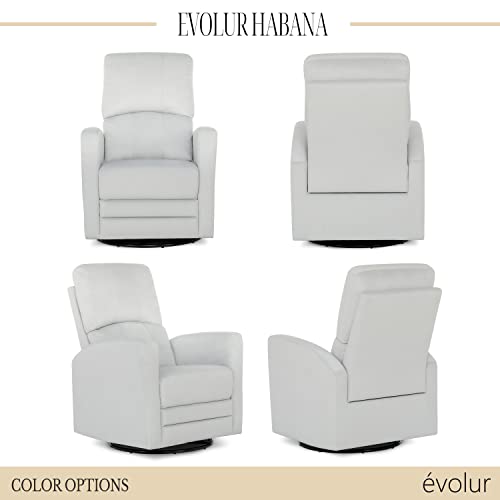 Evolur Habana, Swivel, Easy Assembly Glider Chair, Grey