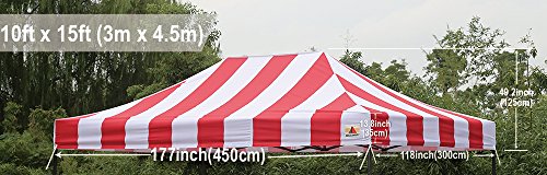 ABCCANOPY Replacement Canopy Top for Pop Up Canopy Tent (10x15, Red Stripe)