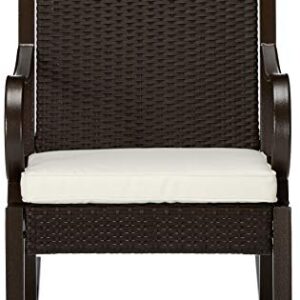 Christopher Knight Home Muriel Outdoor Wicker Rocking Chair, Dark Brown/Cream Cushion