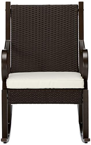 Christopher Knight Home Muriel Outdoor Wicker Rocking Chair, Dark Brown/Cream Cushion