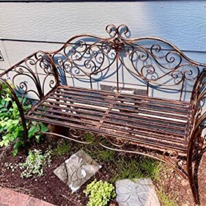 HLC 52" Garden Bench Outdoor Indoor Metal Patio Park Bench for Front Porch,Lawn,Yard, Park Antique Bronze