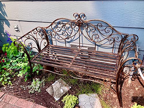 HLC 52" Garden Bench Outdoor Indoor Metal Patio Park Bench for Front Porch,Lawn,Yard, Park Antique Bronze