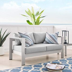 modway eei-4226-slv-gry shore eei-4226-slv-gryshore sunbrella patio loveseat in silver gray