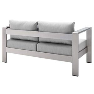 Modway EEI-4226-SLV-GRY Shore EEI-4226-SLV-GRYShore Sunbrella Patio Loveseat in Silver Gray