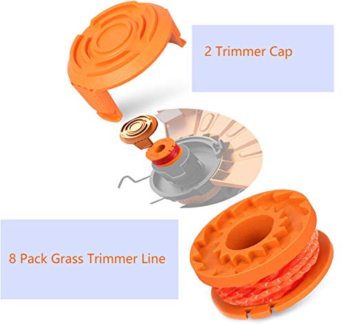 Trimmer Spool Line for Worx，Edger Spool Compatible with Worx trimmer spools Weed Eater String,Trimmer Line Refills 0.065 inch for Electric String Trimmers，Weed Wacker Spool Replacement Parts