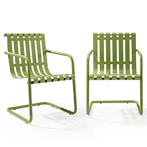 Pemberly Row Metal Patio Chair in Green (Set of 2)