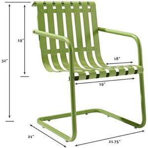 Pemberly Row Metal Patio Chair in Green (Set of 2)