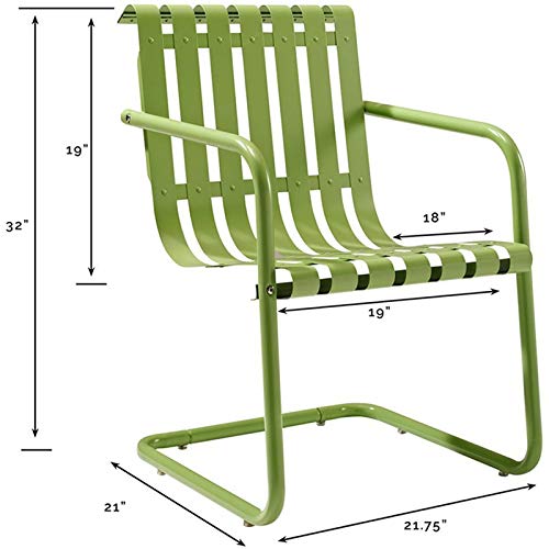 Pemberly Row Metal Patio Chair in Green (Set of 2)