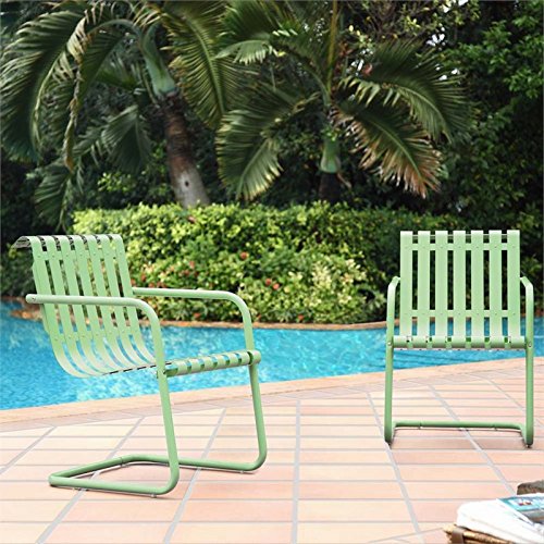 Pemberly Row Metal Patio Chair in Green (Set of 2)