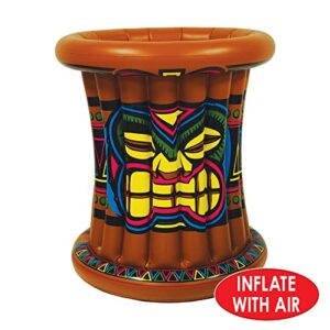 Beistle 25" x 22" Inflatable Tiki Beverage Cooler for Indoor Outdoor Hawaiian Luau Tropical Beach Theme Parties, Holds Approx. 24 12-Ounce Cans, Pkg of 1, Multicolored