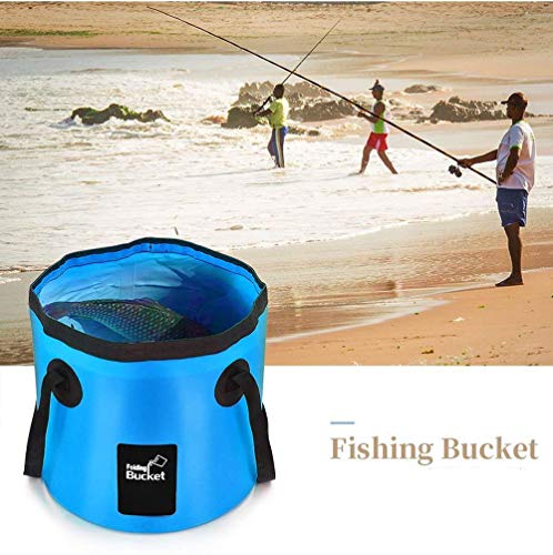 BANCHELLE Collapsible Bucket Camping Water Storage Container 20 L (5 Gallon) Portable Folding Foot Bath Tub Wash Basin for Traveling Hiking Fishing Boating Gardening (Blue)