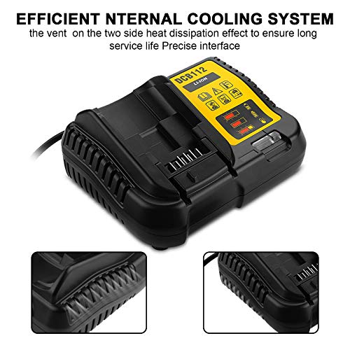 Battery Charger Replacement for Dewalt 12V 20V and 60V MAX Lithium-Ion Battery DCB112 for DCB205 DCB112 DCB201 DCB200 DCB612 DCB609-2 DCB609 DCB606 DCB606-2 DCB208 DCB206 DCB206-2 DCB204 DCB203