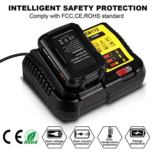 Battery Charger Replacement for Dewalt 12V 20V and 60V MAX Lithium-Ion Battery DCB112 for DCB205 DCB112 DCB201 DCB200 DCB612 DCB609-2 DCB609 DCB606 DCB606-2 DCB208 DCB206 DCB206-2 DCB204 DCB203