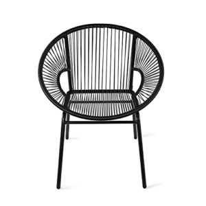 Amazon Basics Outdoor All Weather PE Wicker Club Chair with Steel Frame - 2 Pack, Black