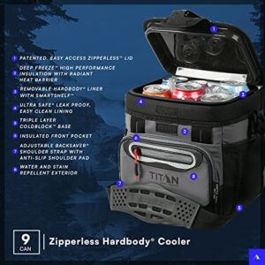 Arctic Zone Titan Deep Freeze Cooler - 9 Can Zipperless Hardbody Cooler - Deep Freeze Insulation, HardBody Liner, and SmartShelf