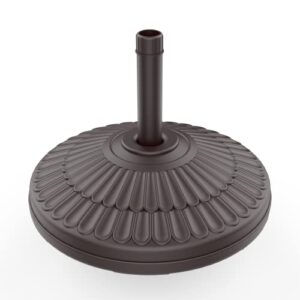 wikiwiki round base umbrella weighted base patio market umbrella weights, water & sand filled free standing hdpe round weight base (80 lbs, dark brown)