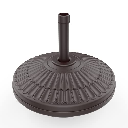 wikiwiki Round Base Umbrella Weighted Base Patio Market Umbrella Weights, Water & Sand Filled Free Standing HDPE Round Weight Base (80 Lbs, Dark Brown)