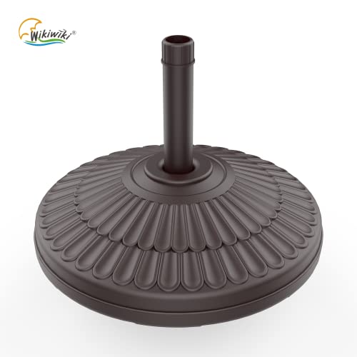 wikiwiki Round Base Umbrella Weighted Base Patio Market Umbrella Weights, Water & Sand Filled Free Standing HDPE Round Weight Base (80 Lbs, Dark Brown)