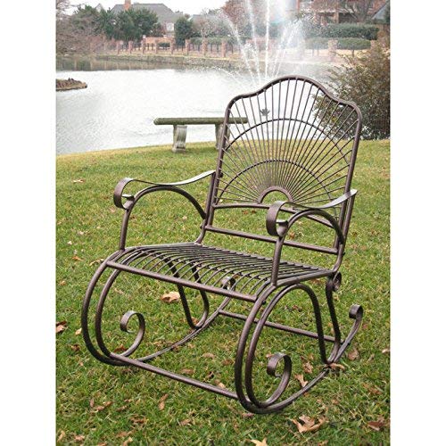 International Caravan Iron Bronze Patio Rocking Chair