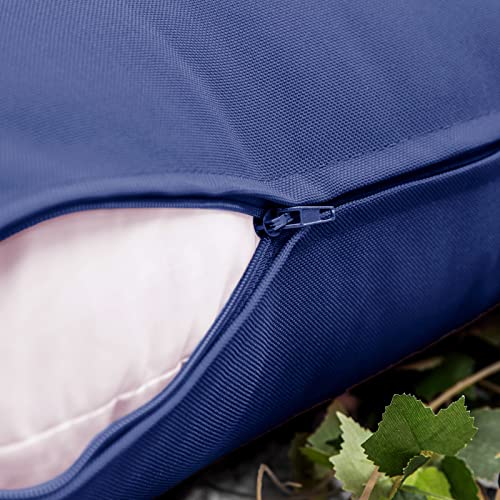 ANRODUO Pack of 2 Outdoor Waterproof Throw Pillow Covers Solid Decorative Garden Cushion Sham Outside Lumbar Square Pillowcase for Patio Tent Balcony Bench Tent Couch Sofa (12"x20", A-Navy Blue)