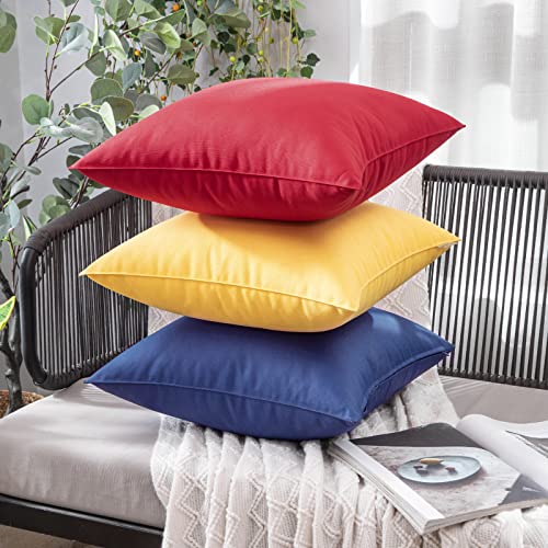 ANRODUO Pack of 2 Outdoor Waterproof Throw Pillow Covers Solid Decorative Garden Cushion Sham Outside Lumbar Square Pillowcase for Patio Tent Balcony Bench Tent Couch Sofa (12"x20", A-Navy Blue)