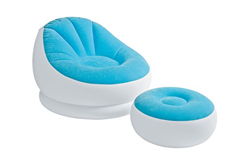 Intex Inflatable Colorful Cafe Chaise Lounge Chair w/Ottoman - Blue | 68572E