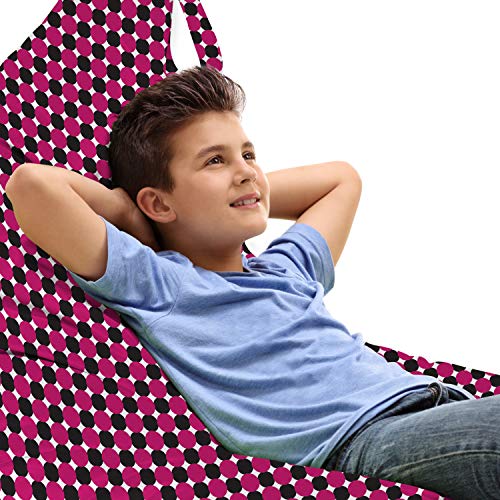 Lunarable Geometric Lounger Chair Bag, Classic Repeating Circles Pattern on a Plain Background, High Capacity Storage with Handle Container, Lounger Size, Charcoal Grey Magenta