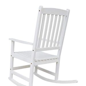 BTEXPERT Indoor Outdoor Slatted Wooden Front Rocking Chair Garden Deck Porch Rocker, Furniture, White, Set of 2