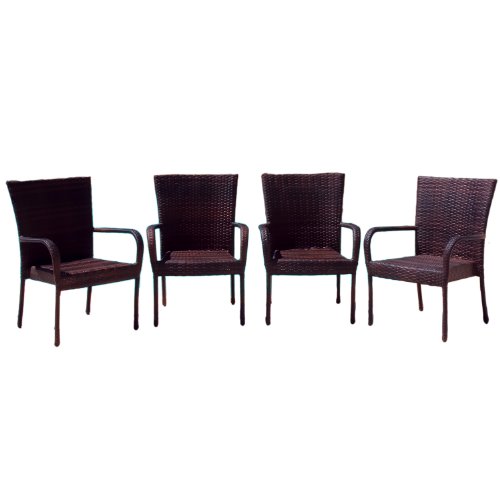 Christopher Knight Home CKH Outdoor Wicker Stackable Club Chairs, 4-Pcs Set, Multibrown