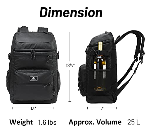 MIER Backpack Cooler Insulated Waterproof Cooler Backpack Leakproof Lightweight Back Pack with Cooler Compartment Lunch Backpack for Men Women to Work Beach Camping Hiking Picnics, 24 Cans, Black