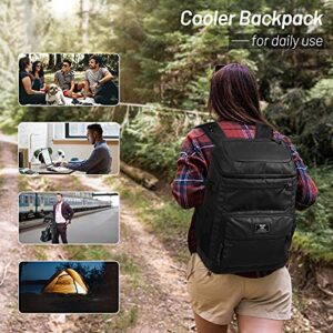 MIER Backpack Cooler Insulated Waterproof Cooler Backpack Leakproof Lightweight Back Pack with Cooler Compartment Lunch Backpack for Men Women to Work Beach Camping Hiking Picnics, 24 Cans, Black