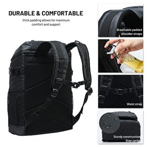 MIER Backpack Cooler Insulated Waterproof Cooler Backpack Leakproof Lightweight Back Pack with Cooler Compartment Lunch Backpack for Men Women to Work Beach Camping Hiking Picnics, 24 Cans, Black