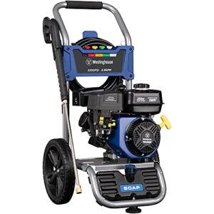 westinghouse wpx3200 gas pressure washer, 3200 psi and 2.5 max gpm, onboard soap tank, spray gun and wand, 5 nozzle set, carb compliant, for cars/fences/driveways/homes/patios/furniture