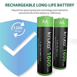 Solar Lights Batteries AA 1600mah High Capacity 1.2V Ni-MH Rechargeable AA Solar Battery for Outdoor Solar Lights, Battery String Lights, TV Remotes, Wireless Mouses, Radio, Flashlight